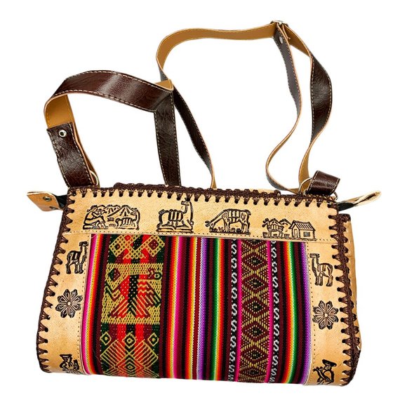 Peru | Bags | New Peru Cusco Womens Textile Fabric Embossed Leather ...